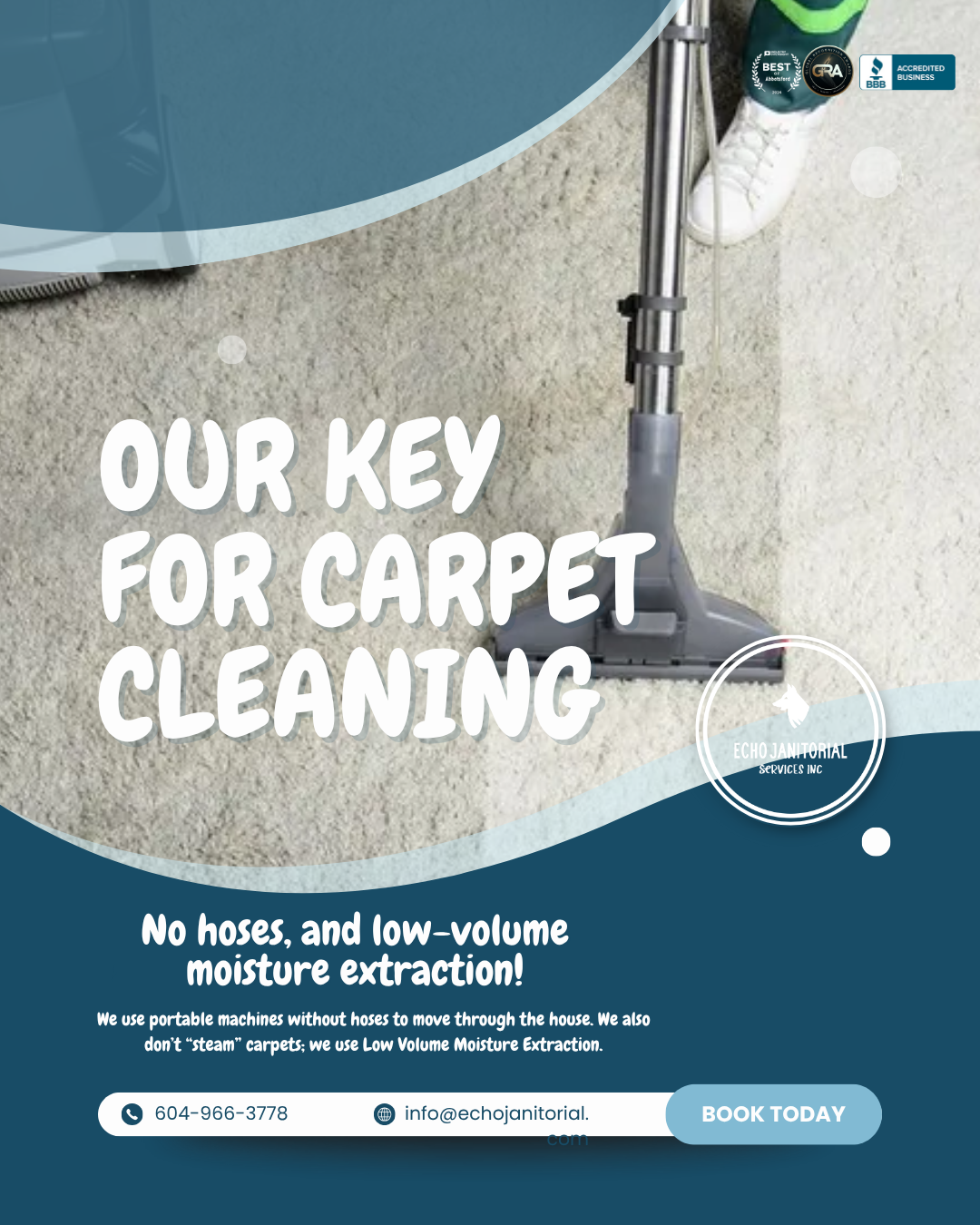 Echo Janitorial’s Key to Carpet Cleaning: No Hoses, Low-Moisture, High ...